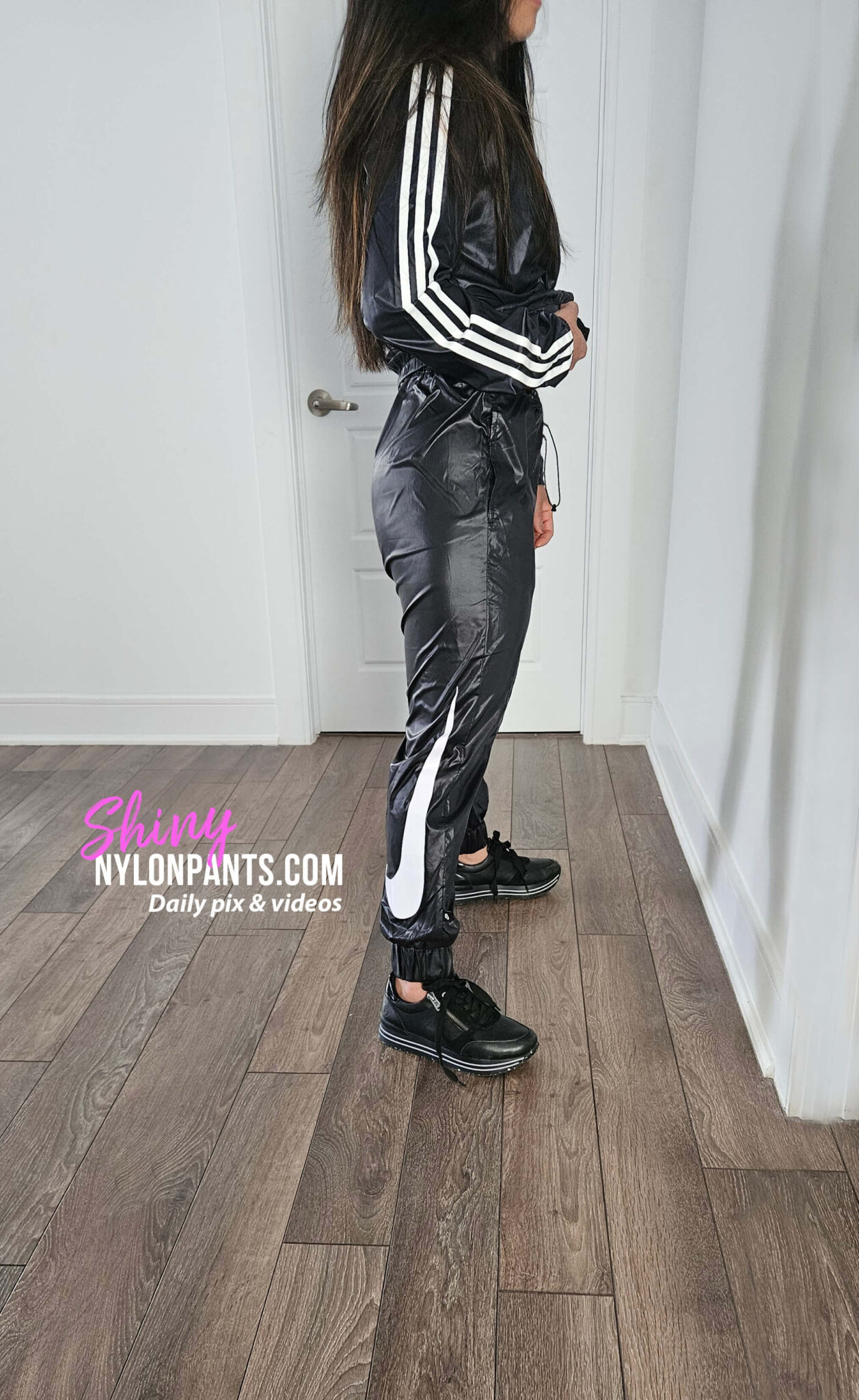 Swishy tracksuit videos - Shiny nylon pants